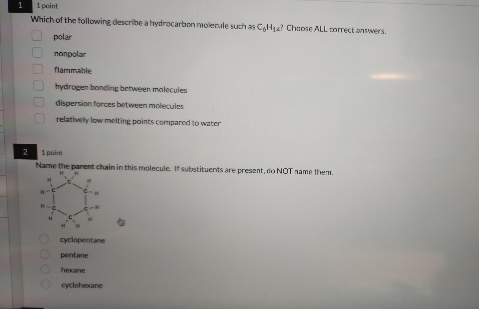Solved Which of the following describe a hydrocarbon | Chegg.com