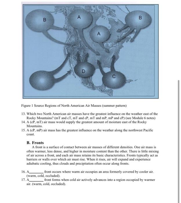 Solved 5. The air masses labeled \\( \\mathrm{A} \\) in | Chegg.com