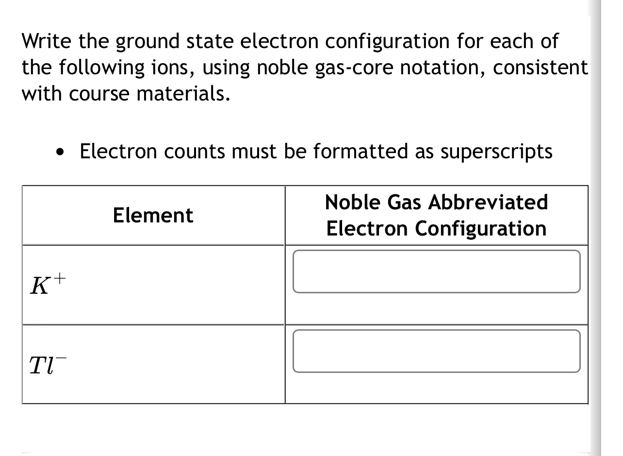 Solved Write the ground state electron configuration for | Chegg.com