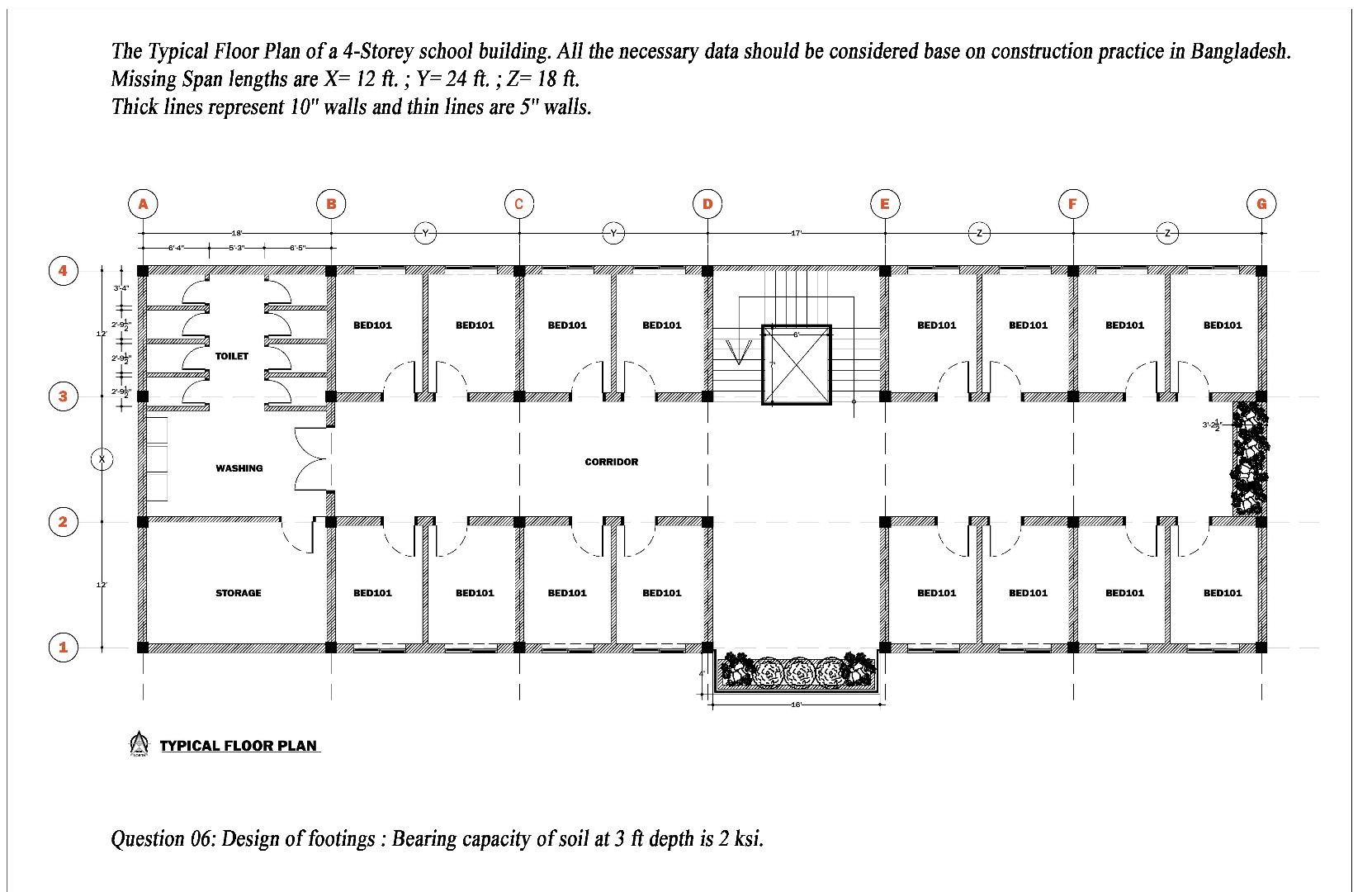 Solved The Typical Floor Plan of a 4-Storey school building. | Chegg.com
