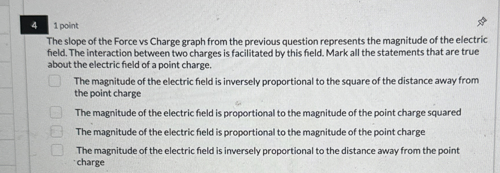 Solved 41 ﻿pointThe slope of the Force vs Charge graph from | Chegg.com