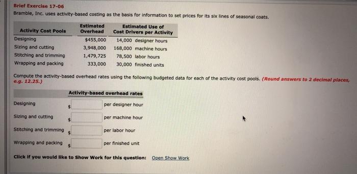 Solved Brief Exercise 17-06 Bramble, Inc. uses | Chegg.com
