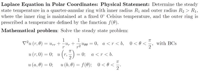 Solved Laplace Equation in Polar Coordinates: Physical | Chegg.com