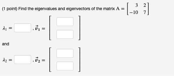 Solved (1 point) Find the eigenvalues and eigenvectors of | Chegg.com