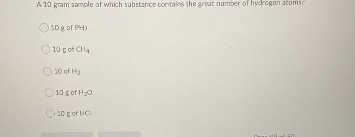 Solved A 10 gram sample of which substance contains the | Chegg.com