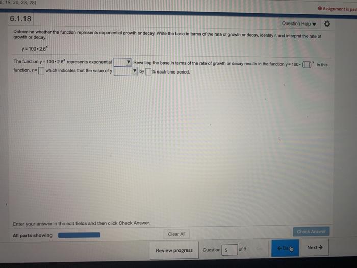 Solved determine whether the function represents exponential | Chegg.com
