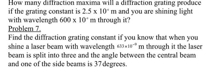 Solved How many diffraction maxima will a diffraction | Chegg.com