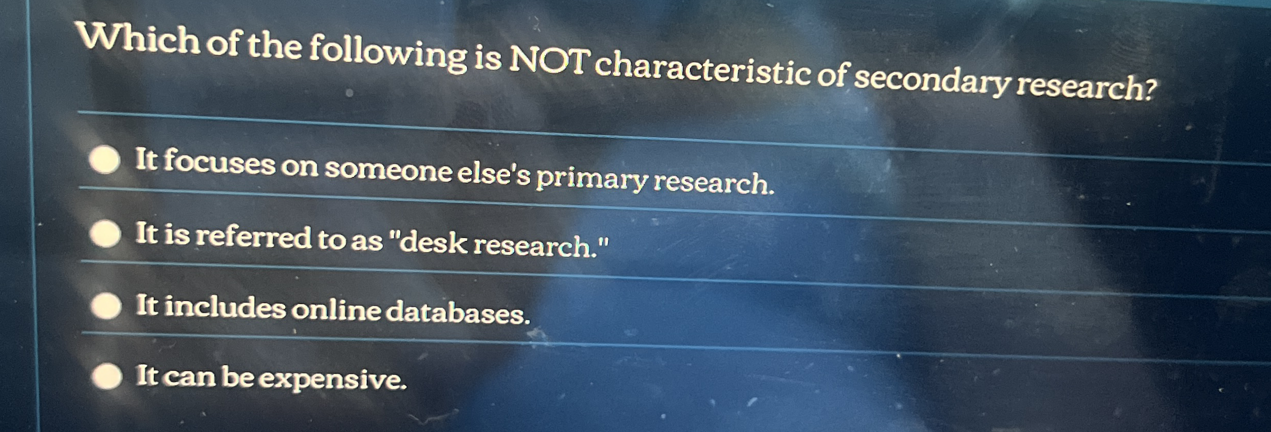 Solved Which of the following is NOT characteristic of | Chegg.com