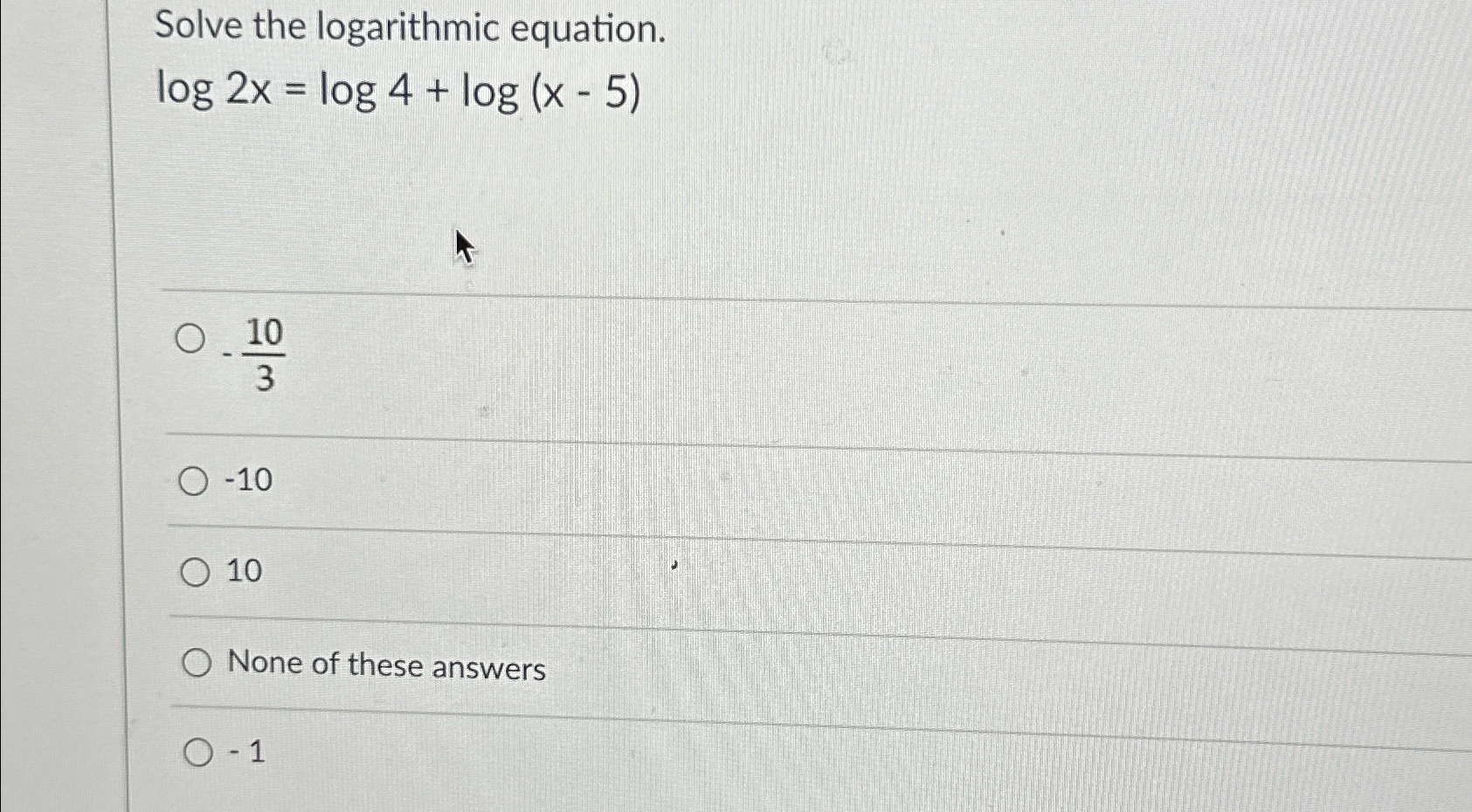 Solved Solve the logarithmic | Chegg.com