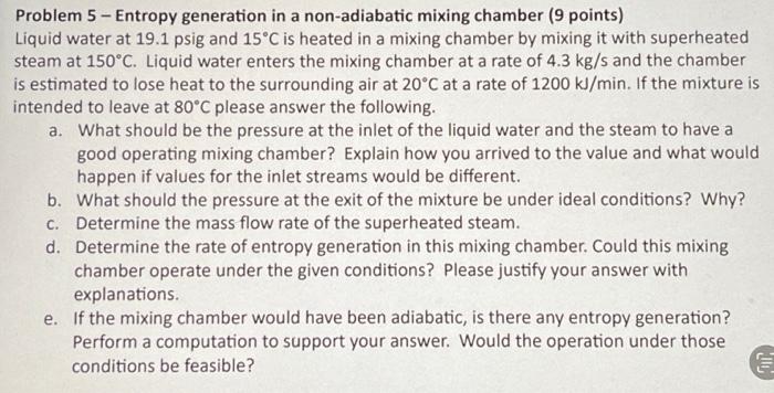 Solved Problem 5 Entropy Generation In A Non Adiabatic