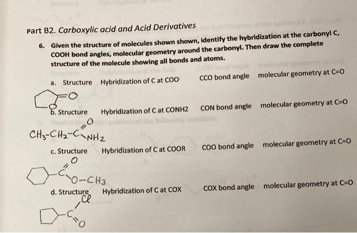 Solved Part B2. Carboxylic acid and Acid Derivatives 6. | Chegg.com