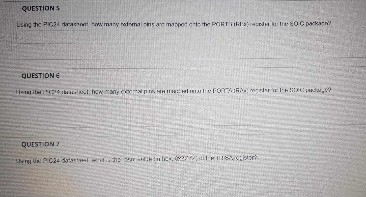 Solved QUESTION 5 Using the PIC24 datasheet, how many | Chegg.com