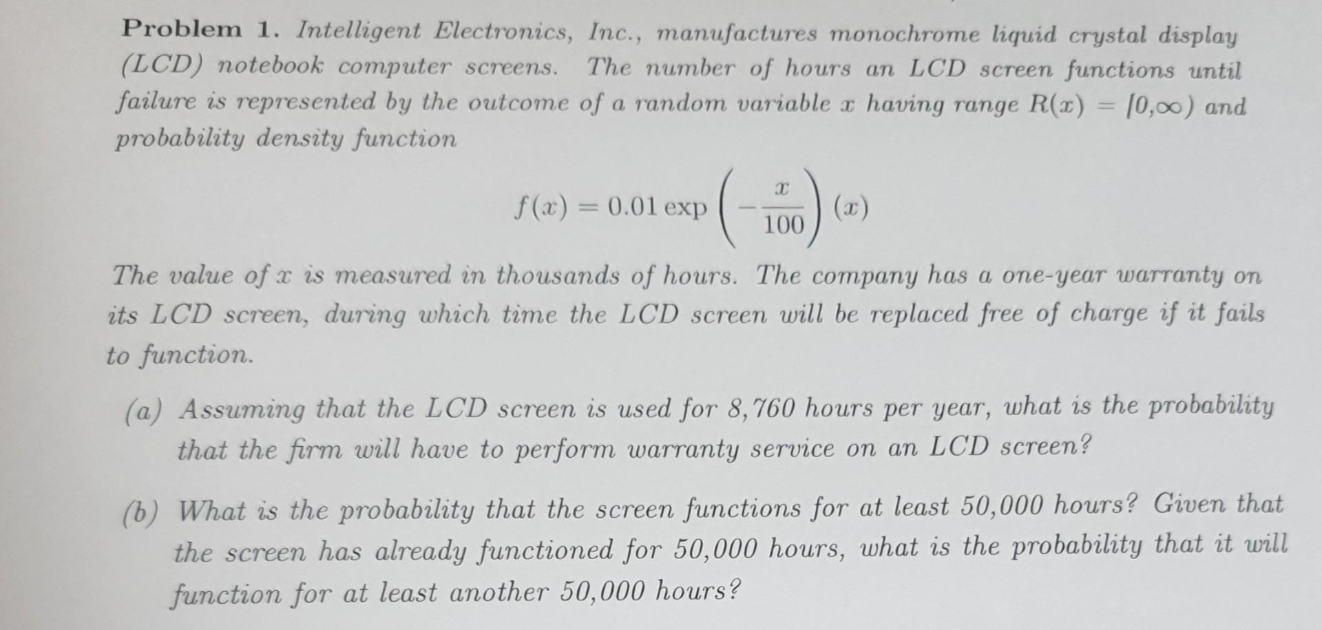Solved Problem 1. Intelligent Electronics, Inc., | Chegg.com