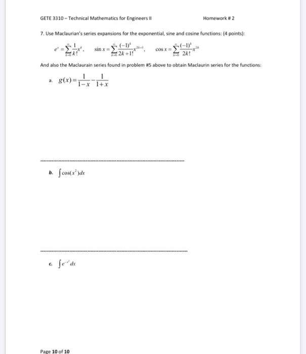 Solved GETE 3310 - Technical Mathematics for Engineers II | Chegg.com
