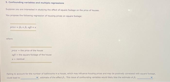 Solved 5. Confounding variables and multiple regressions | Chegg.com