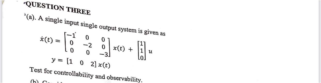 Solved 'QUESTION THREE(a). A single input single output | Chegg.com Solved 'QUESTION THREE(a). A single input single output | Chegg.com