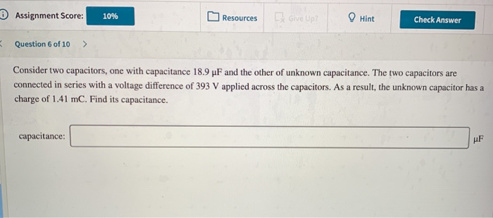 Solved Assignment Score: 10% Resources Lx Give Up? Hint | Chegg.com
