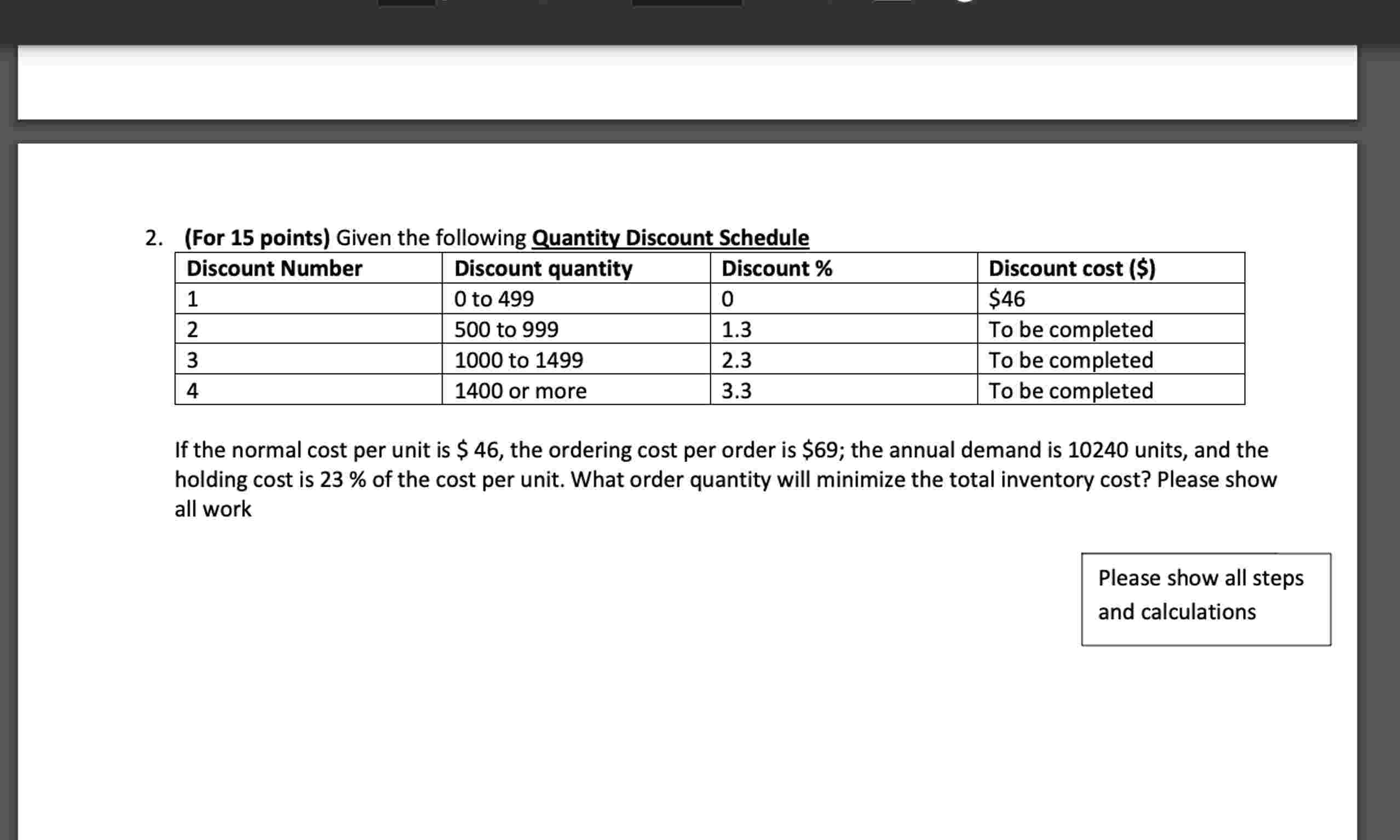 Solved 2. (For \( \mathbf{1 5} \) ﻿points) ﻿Given the | Chegg.com