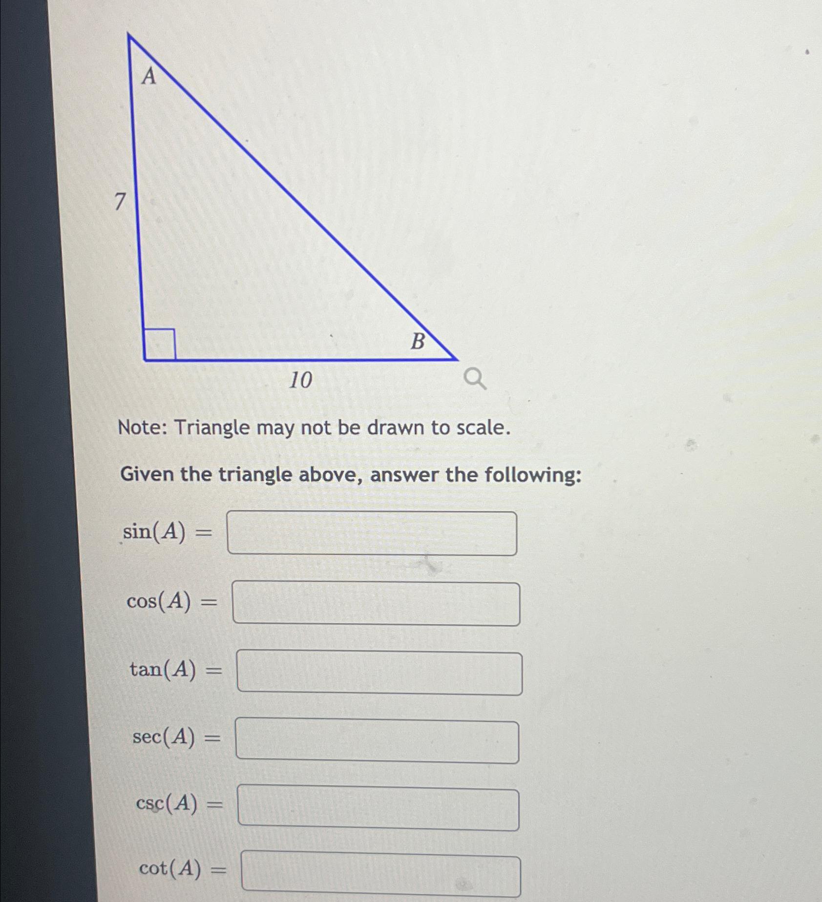 Solved Note: Triangle may not be drawn to scale.Given the | Chegg.com