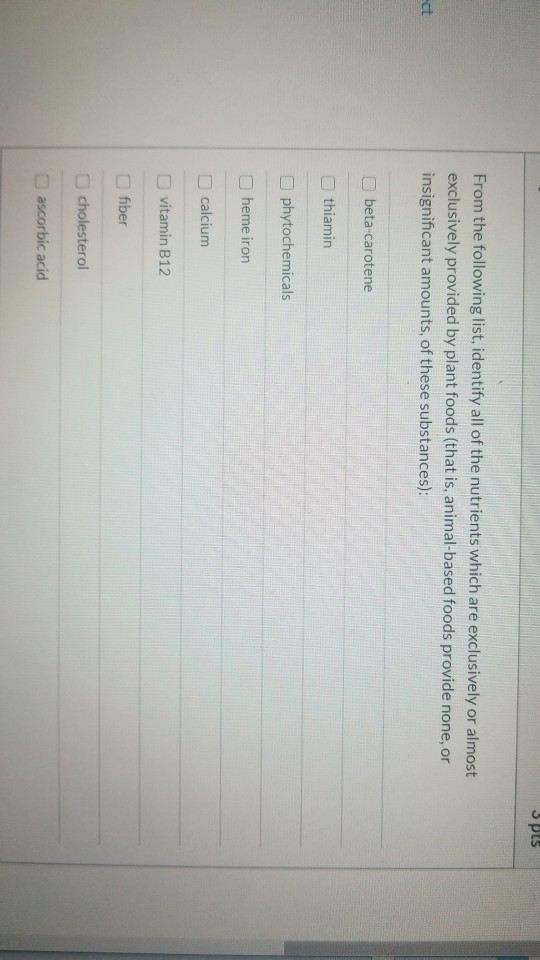 Solved 3 pts From the following list, identify all of the | Chegg.com