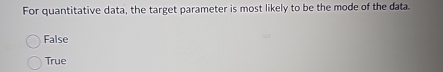 Solved For quantitative data, the target parameter is most | Chegg.com