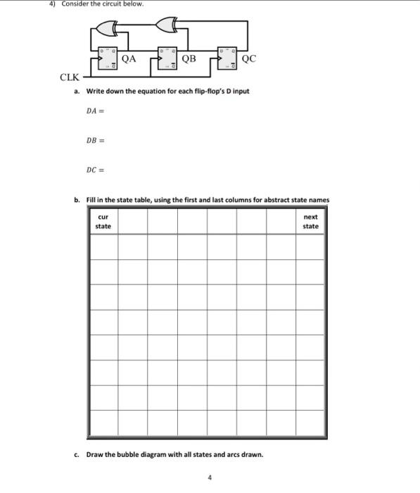 Solved a. Write down the equation for each flip-flop's D | Chegg.com