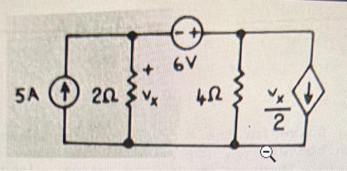 Solved solve for Vx, power across 5A and 6V | Chegg.com