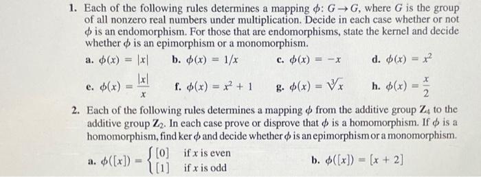 Solved 1. Each of the following rules determines a mapping | Chegg.com
