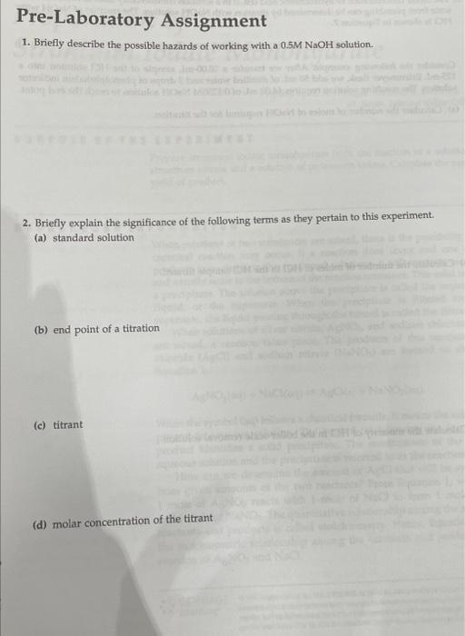 Solved Pre-Laboratory Assignment 1. Briefly describe the | Chegg.com