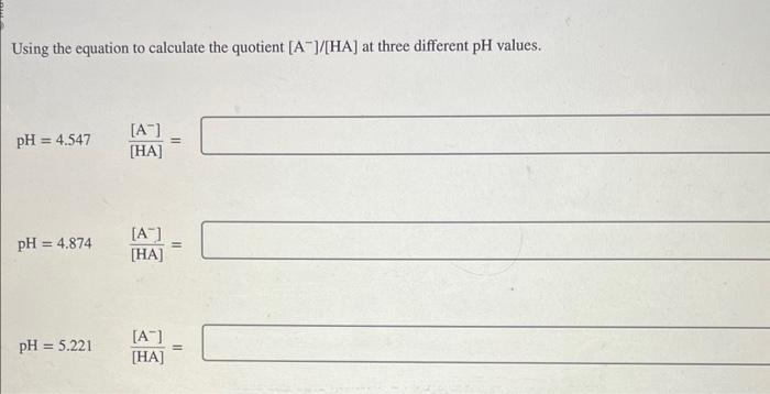 Solved Using the equation to calculate the quotient | Chegg.com