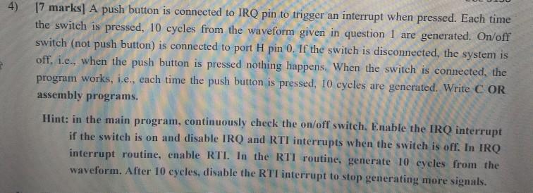 4 17 Marks A Push Button Is Connected To Irq Pin To 