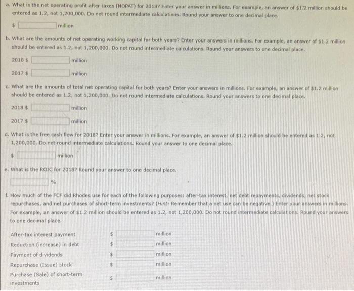 Free Cash FlowsFORMULAS NOPAT 2015 NOWC 2018 NOWC | Chegg.com