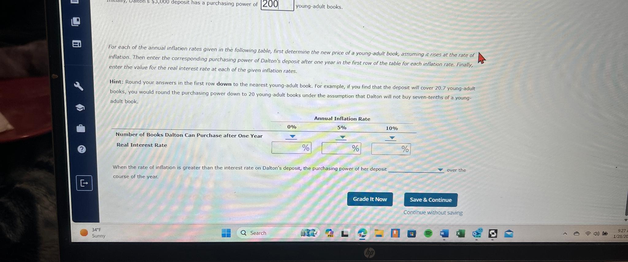 Solved For each of the annual inflation rates given in the | Chegg.com
