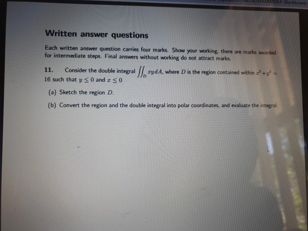 Solved 542000000081X-Blackboard Written answer questions | Chegg.com