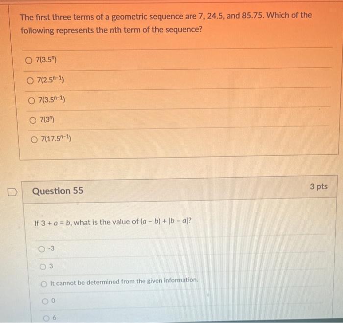 Solved The first three terms of a geometric sequence are | Chegg.com