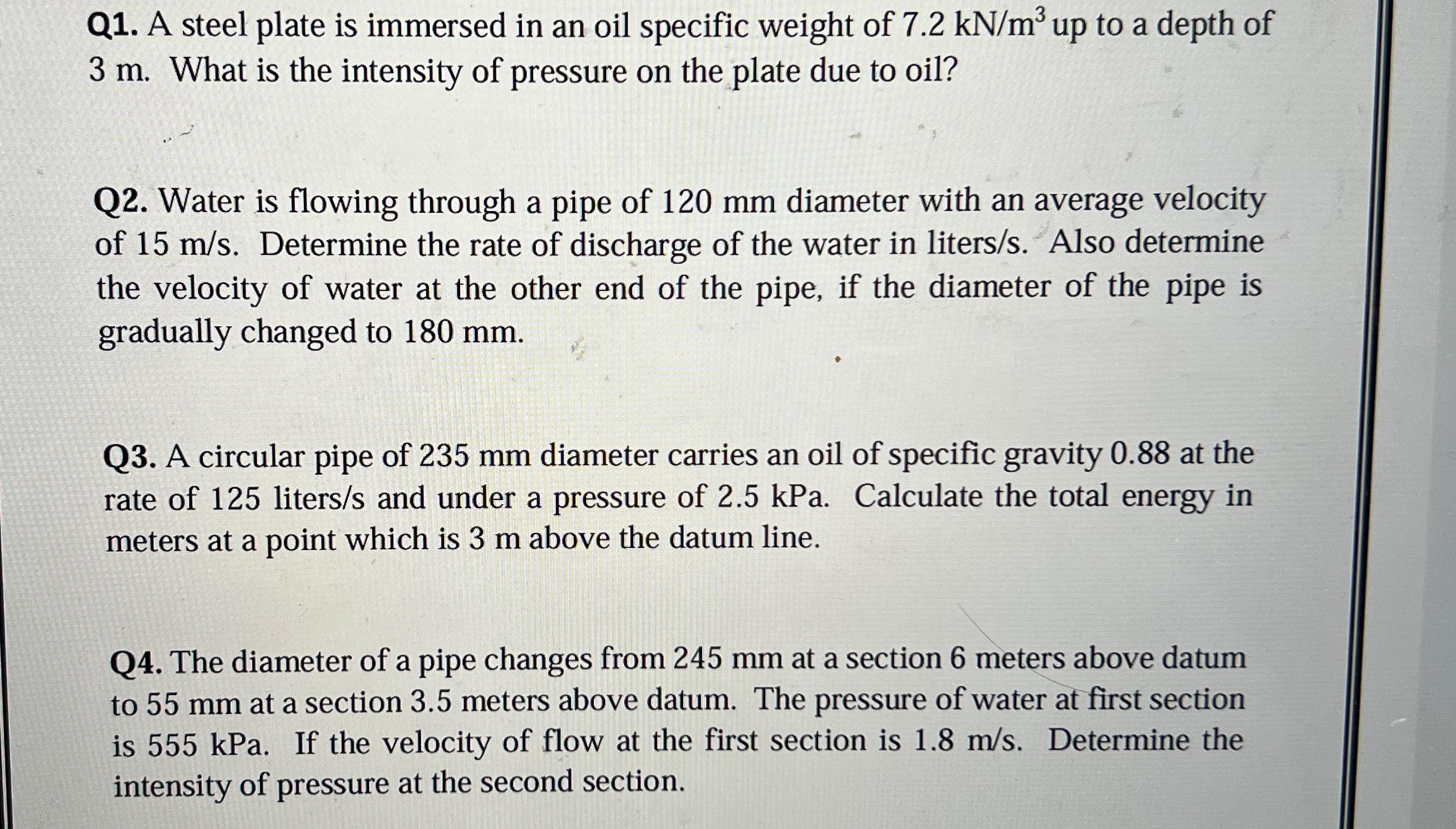 Solved Q1. ﻿A steel plate is immersed in an oil specific | Chegg.com