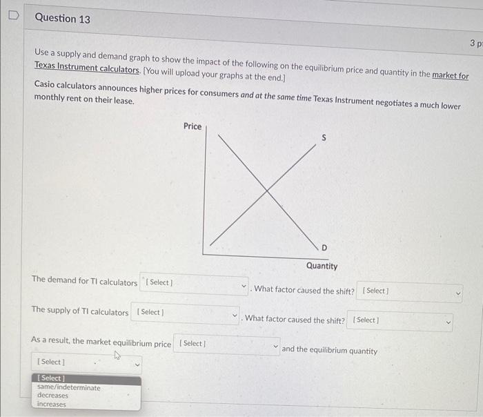 Solved Use a supply and demand graph to show the impact of | Chegg.com