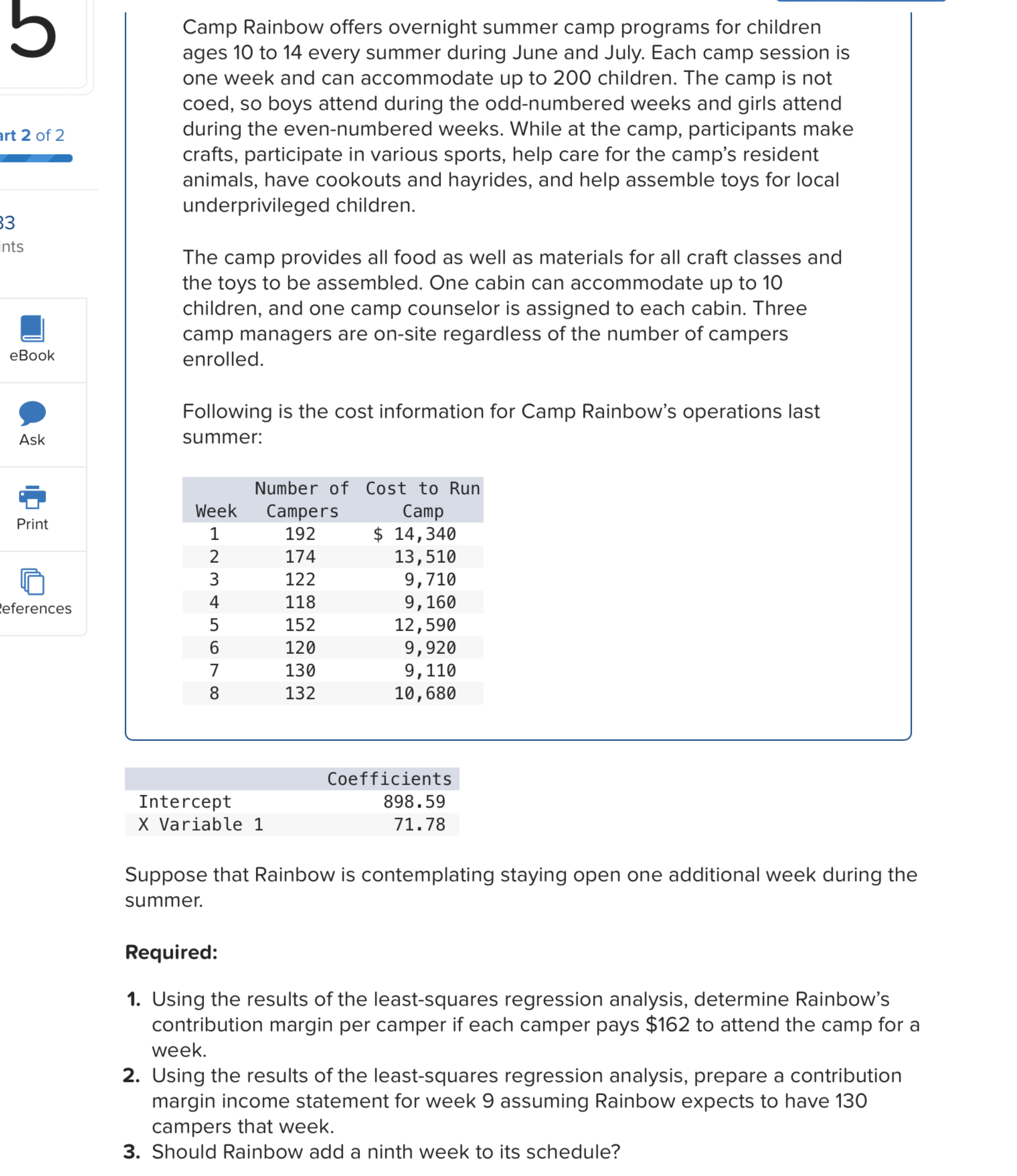 Solved Camp Rainbow offers overnight summer camp programs | Chegg.com