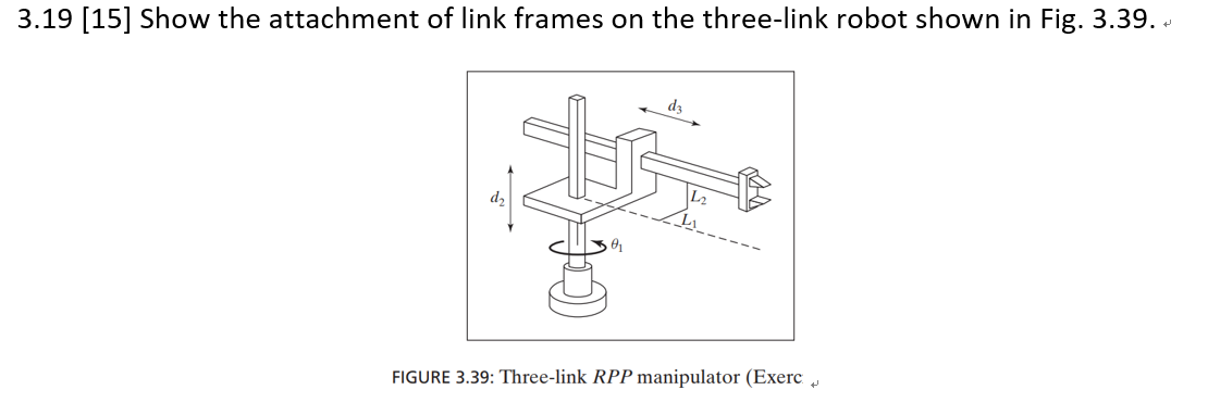 Solved 3.19 [15] ﻿Show the attachment of link frames on the | Chegg.com