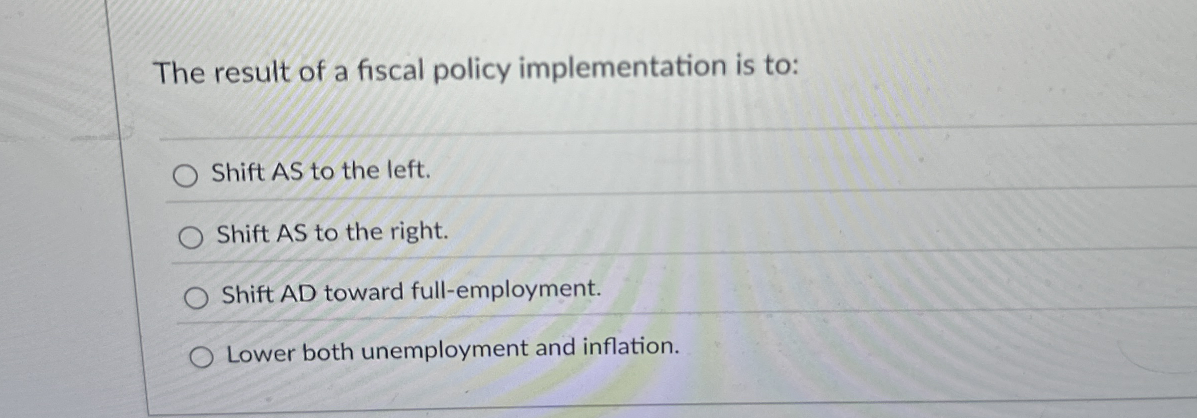 Solved The result of a fiscal policy implementation is | Chegg.com