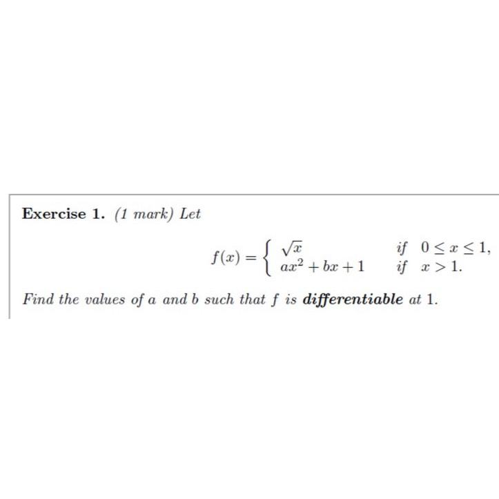 Solved Exercise 1. (1 ﻿mark) | Chegg.com