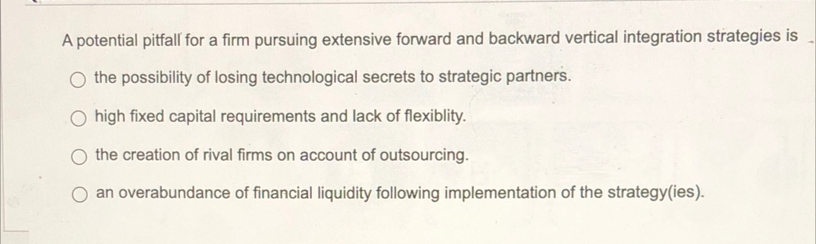 Solved A potential pitfall for a firm pursuing extensive | Chegg.com