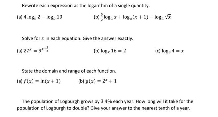 Solved Rewrite each expression as the logarithm of a single | Chegg.com