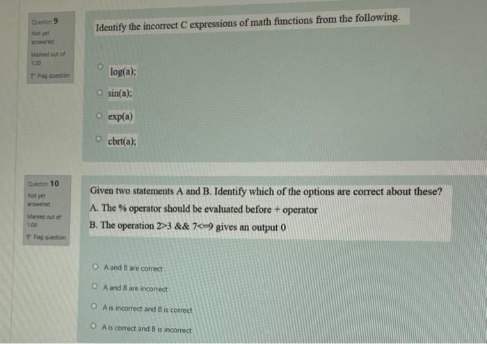 Solved Dueto 9 Not yet Identify the incorrect expressions of | Chegg.com