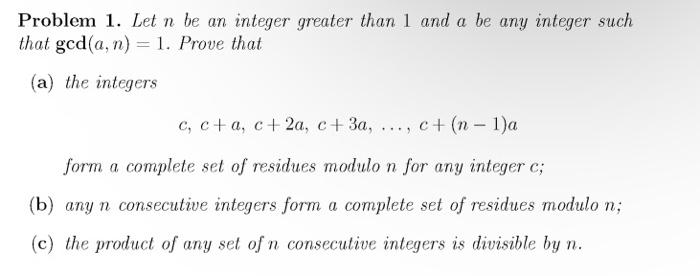 Solved Problem 1 Let N Be An Integer Greater Than 1 And A