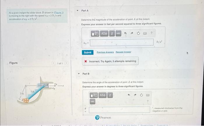Solved Part A At a given instant the slider block B shown in | Chegg.com