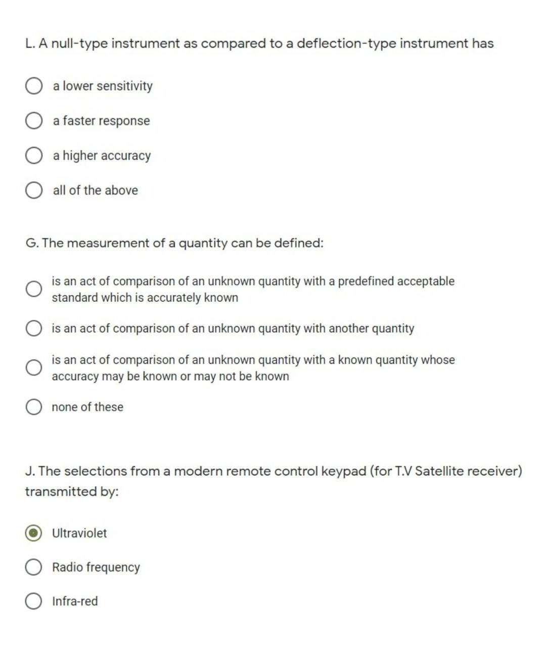 Solved L. A null-type instrument as compared to a | Chegg.com