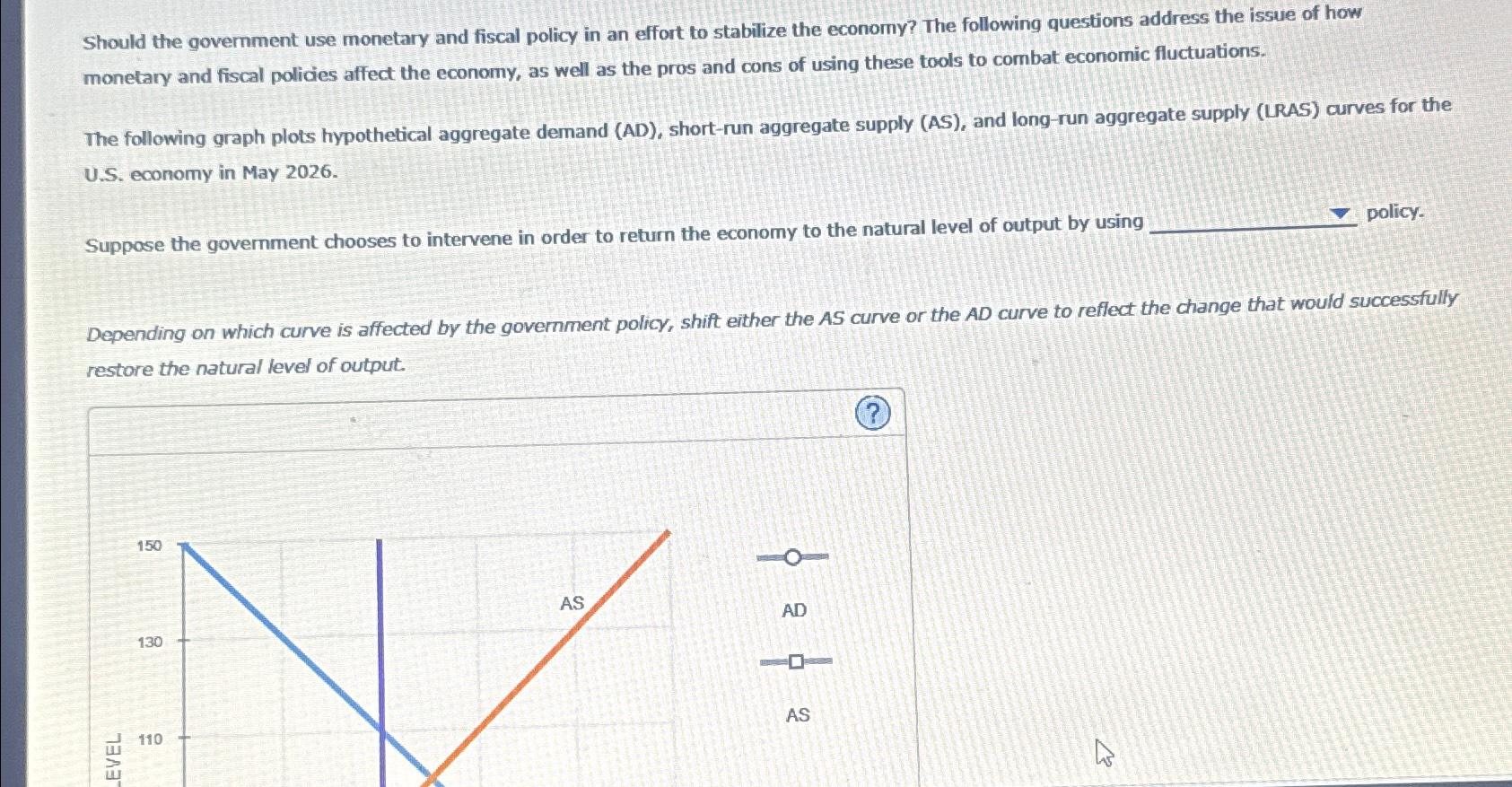 Solved Should the government use monetary and fiscal policy | Chegg.com