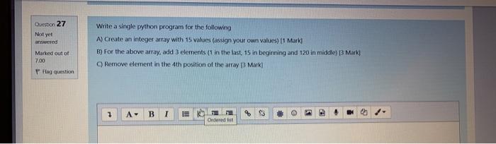 Solved Question 27 answered Write a single python program | Chegg.com