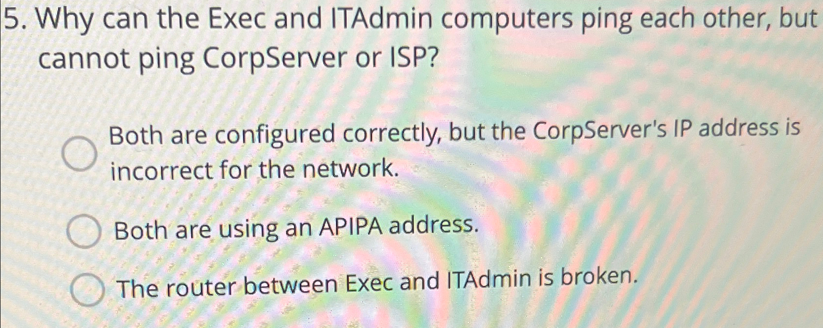 Solved Why can the Exec and ITAdmin computers ping each | Chegg.com